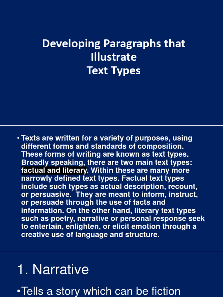Developing Paragraphs That Illustrate Text Type | PDF | Human ...