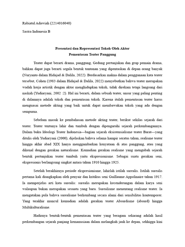 Esai Metode Akting | PDF | Seni