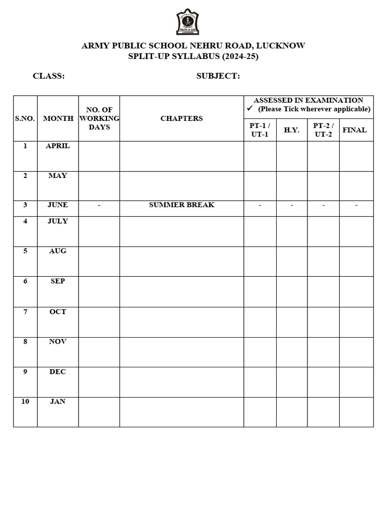 Split Up Syllabus - 2024-25 | PDF