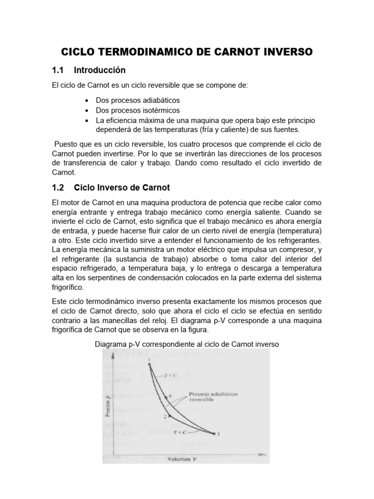 Ciclo Inverso de Carnot y Refrigeración | PDF | Refrigeración ...