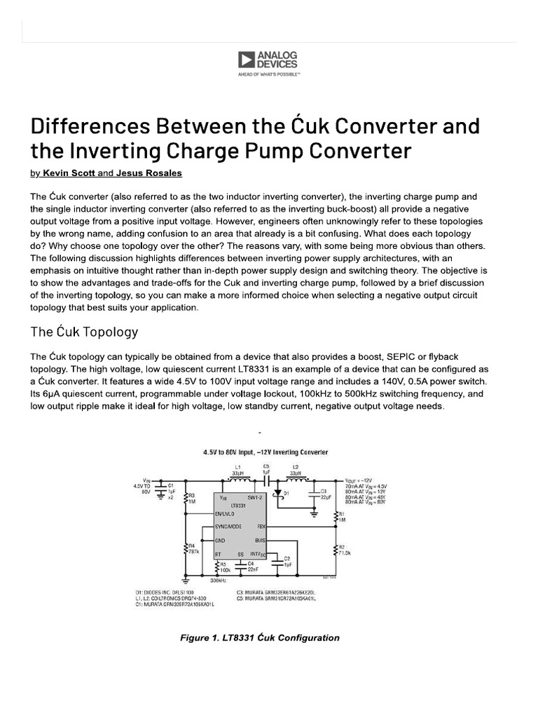 Differences Between The Ćuk Converter and The Inverting Charge Pump ...