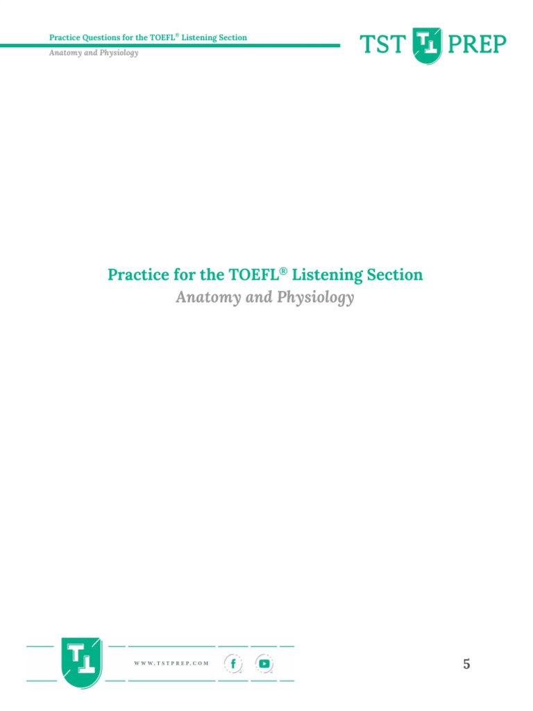 TOEFL Listening - Anatomy and Physiology | PDF | X Ray | Human Body