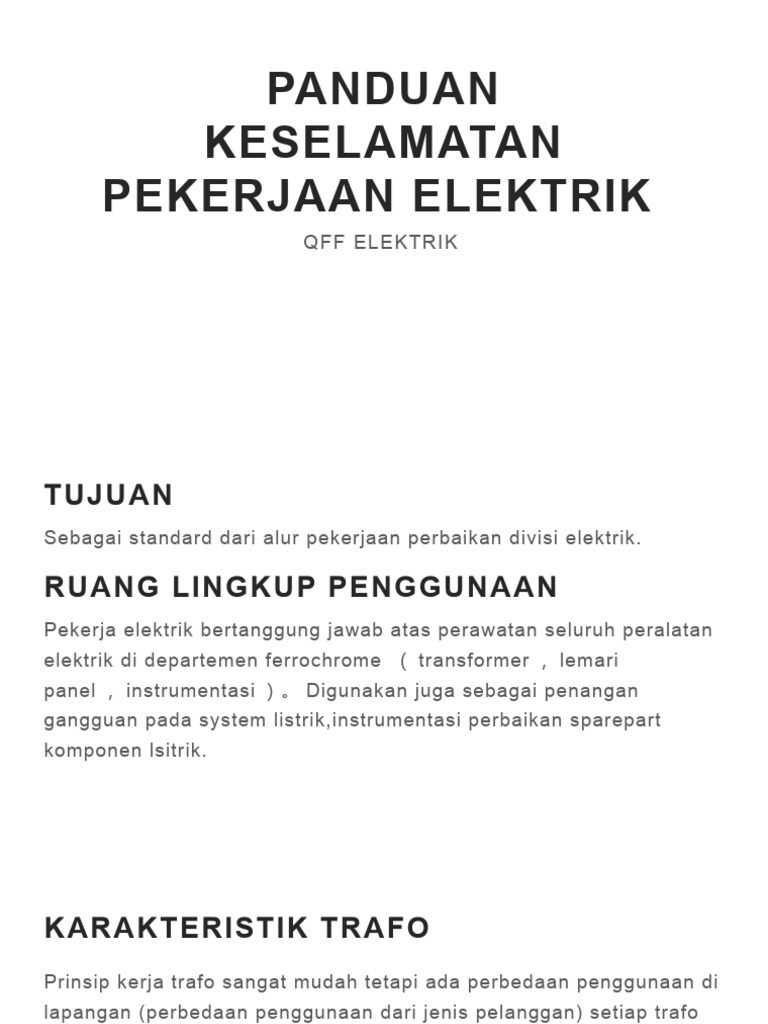 PANDUAN KESELAMATAN PEKERJAAN ELEKTRIK | PDF