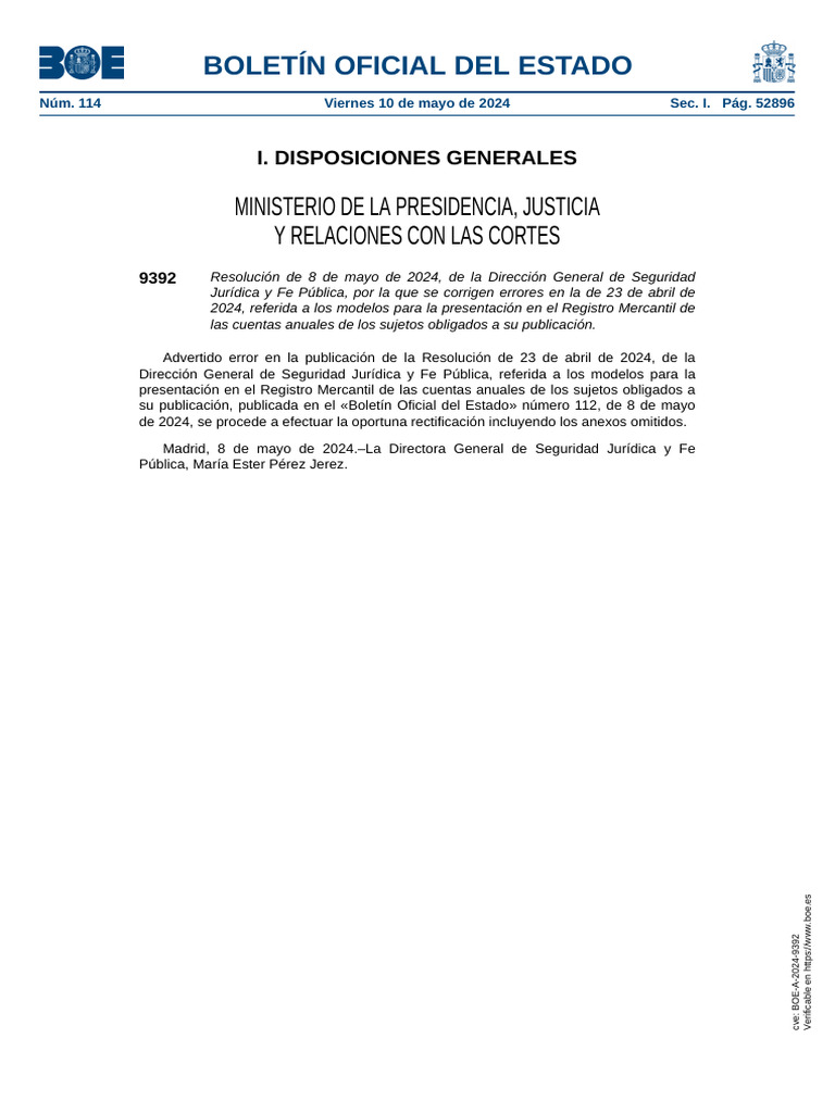 Boe A 2024 9392 | PDF | Gobierno | Gobierno de españa