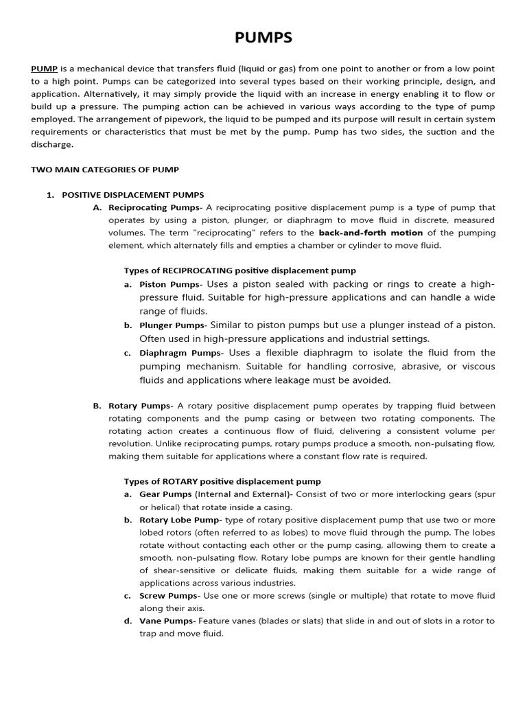 PUMPS | PDF | Pump | Flow Measurement