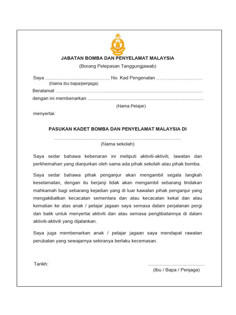 Borang Pelepasan Tanggungjawab | PDF