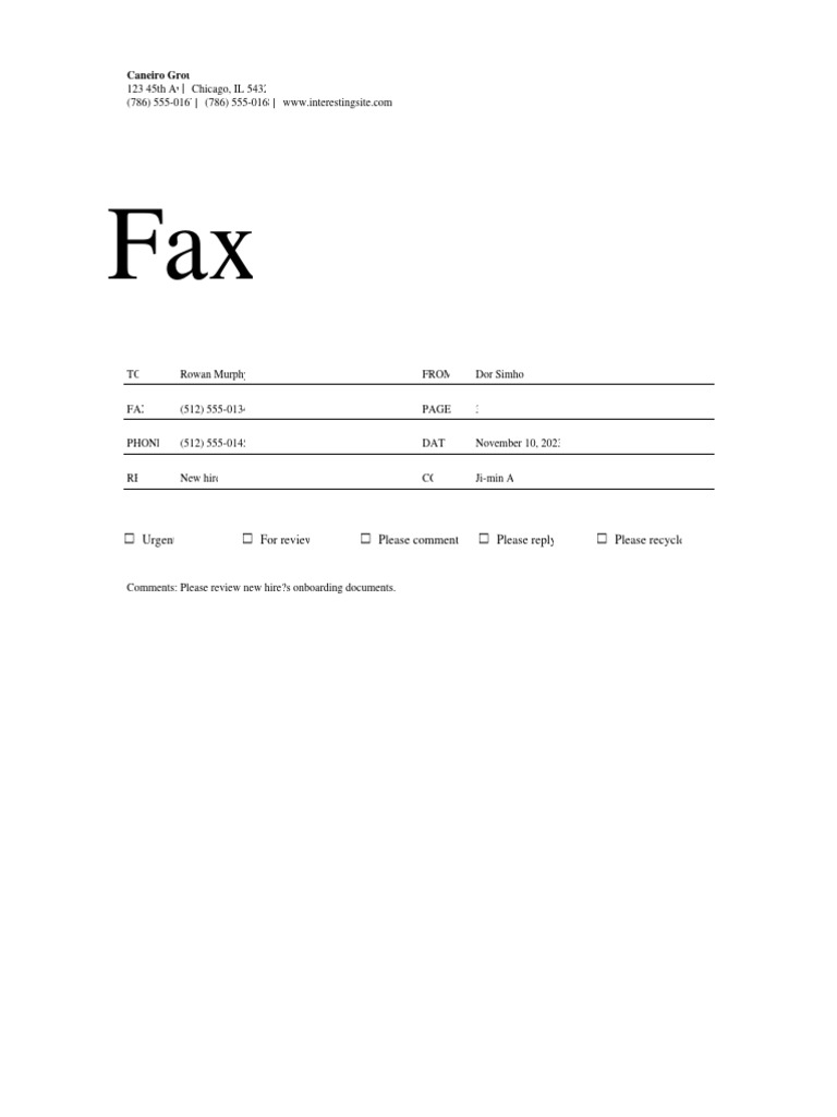 New Hire Fax Cover Sheet | PDF