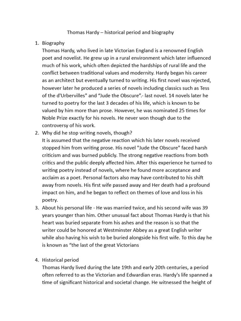 Thomas Hardy | PDF | Thomas Hardy | Victorian Era