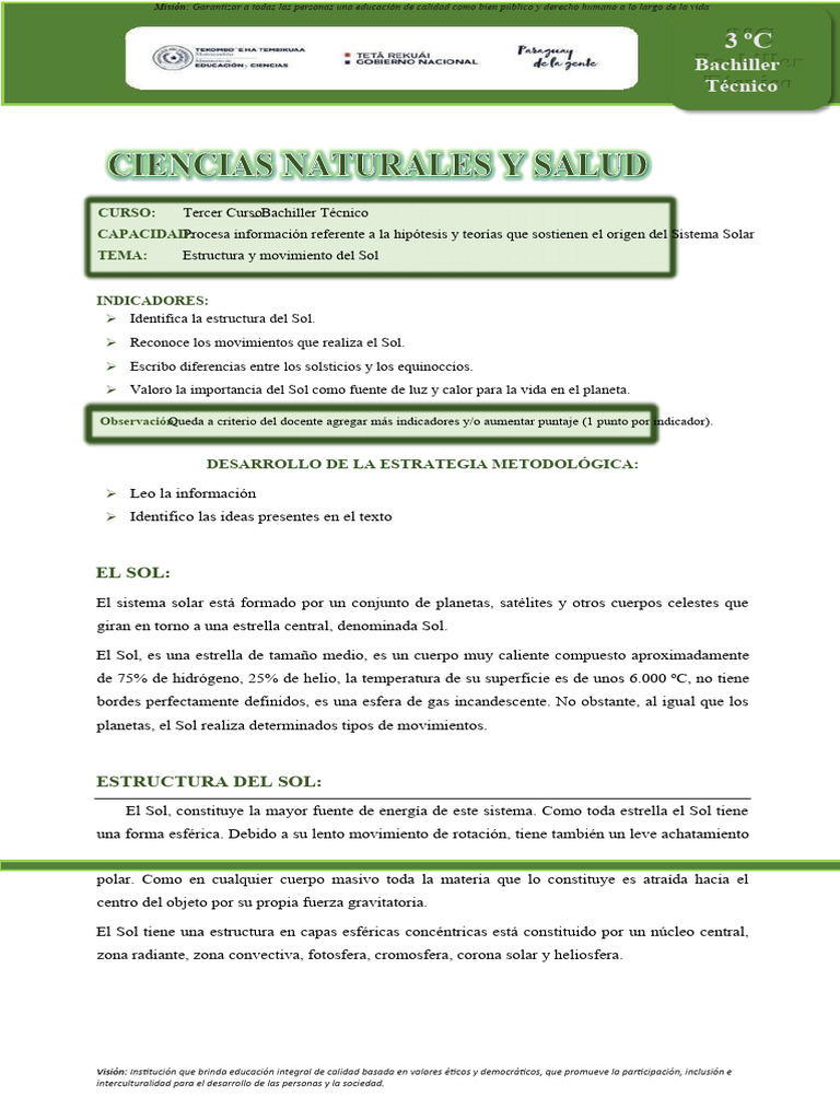 Estructura y Movimiento Del Sol | PDF | Dom | Ecuador