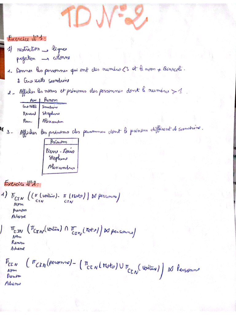 Correction TD2 - BD | PDF