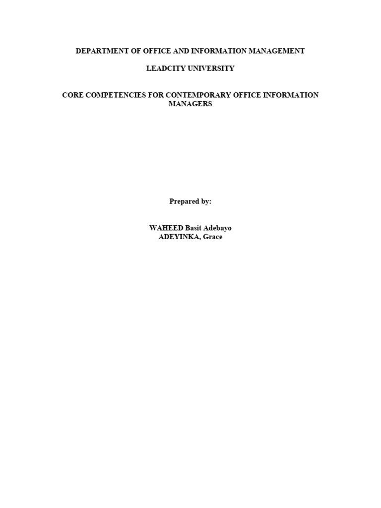 Core Competencies For Contemporary Office Information Managers | PDF ...