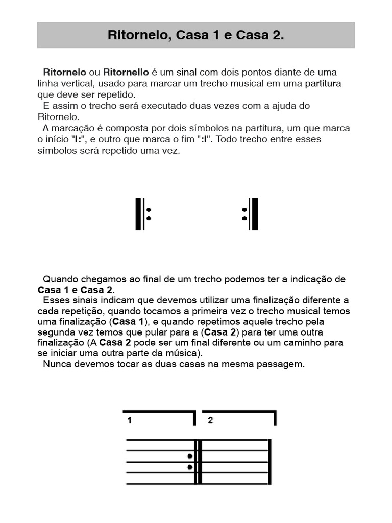 Ritornelo, Casa 1 e Casa 2 | PDF