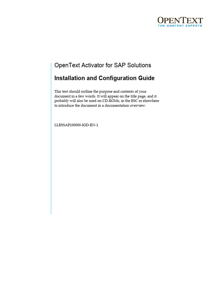 OpenText Activator For SAP Solutions 10.0.0 - Installation and ...