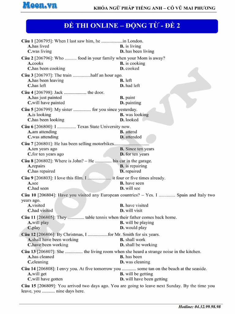 2016 PROE ThiOnline-DongTu De2 | PDF