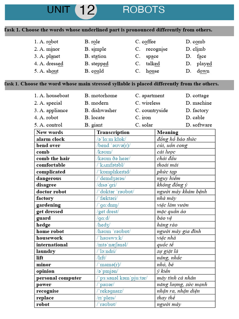 Unit 12 Global Success 6 | PDF | Robot | Robotics