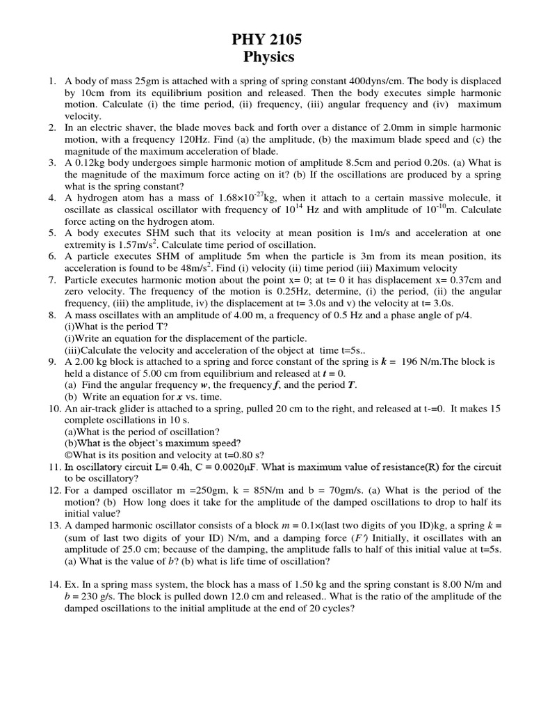 Physics Practice Problem | PDF | Oscillation | Damping