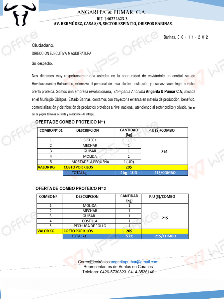 Ofertas de Combos Proteicos Angarita & Pumar | PDF | Economias