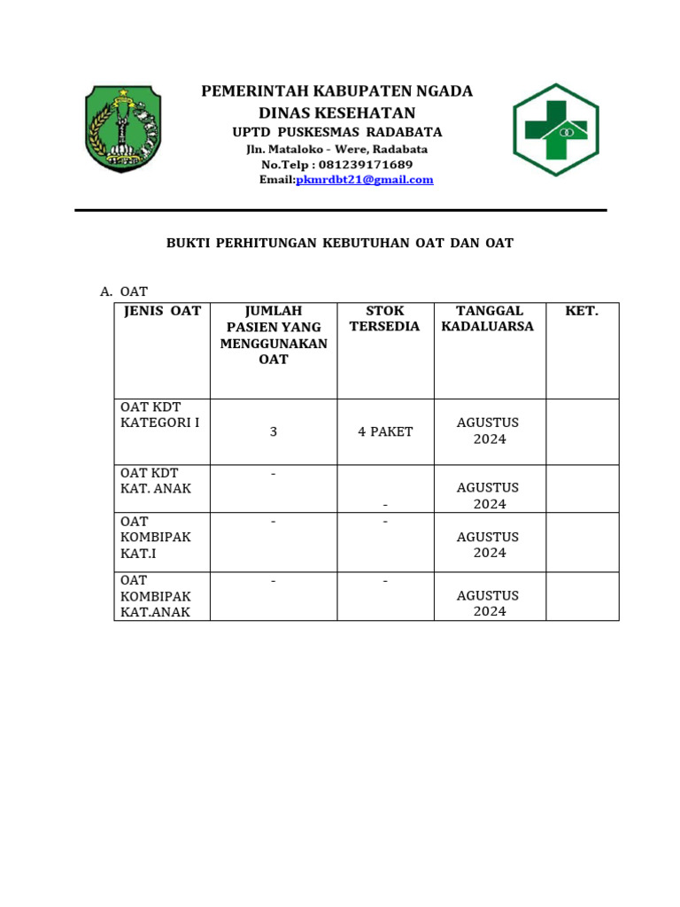 Bukti Perhitungan Oat Dan Non Oat | PDF