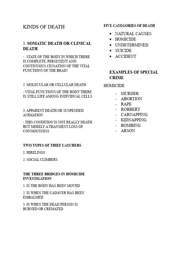 Cdi 2 Reviewer | PDF | Autopsy | Cadaver