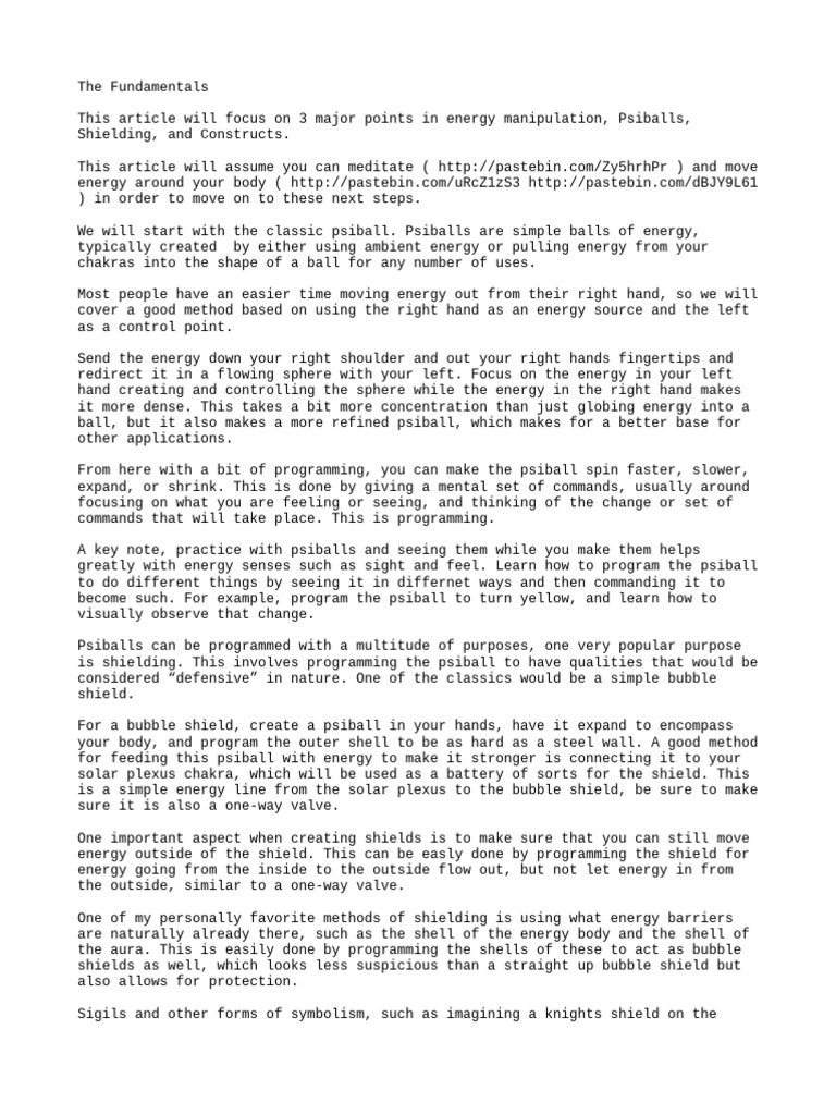Energy Construct Fundamentals | PDF | Shield