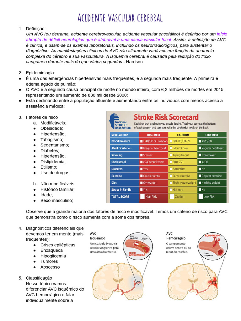 Cópia de Acidente Vascular Cerebral | PDF | AVC | Isquemia