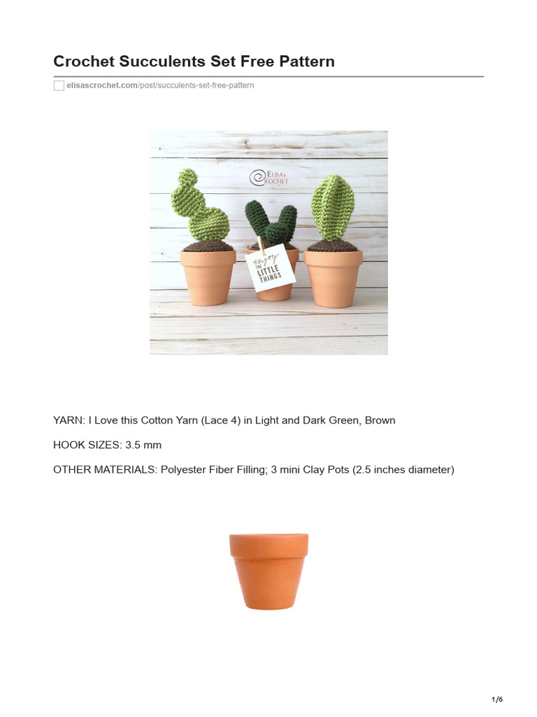 Free Crochet Succulents Pattern | PDF | Crochet | Figured Fabrics