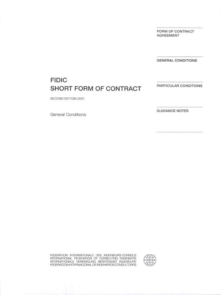 FIDIC 2021 Green Book Short Form | PDF