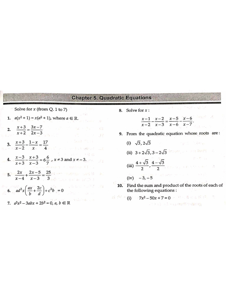 Quadratic Equations | PDF