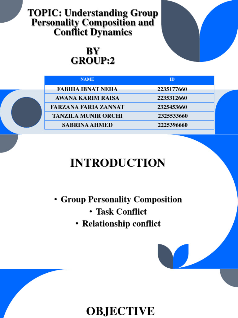 Group Personality and Conflict Dynamics | PDF | Hypothesis | Methodology