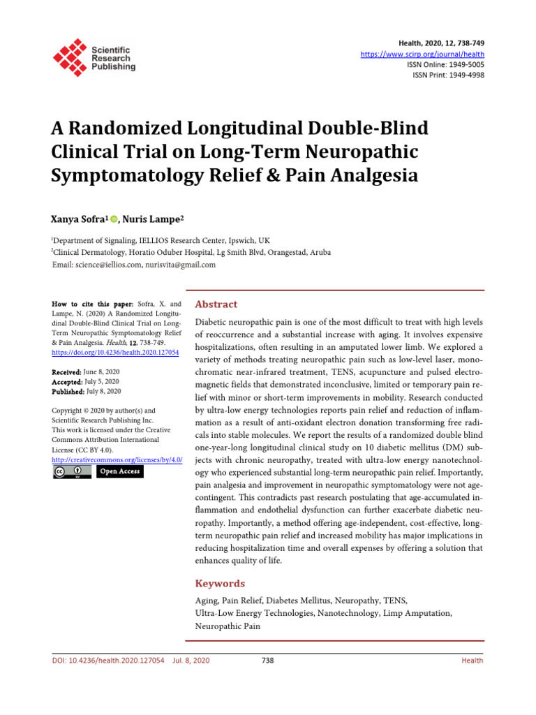 A Randomized Longitudinal Double-Blind Clinical Trial On Long-Term Neuropathic Symptomatology ...