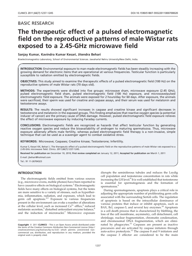 The Therapeutic Effect of A Pulsed Electromagnetic Field On The Reproductive Patterns of Male ...