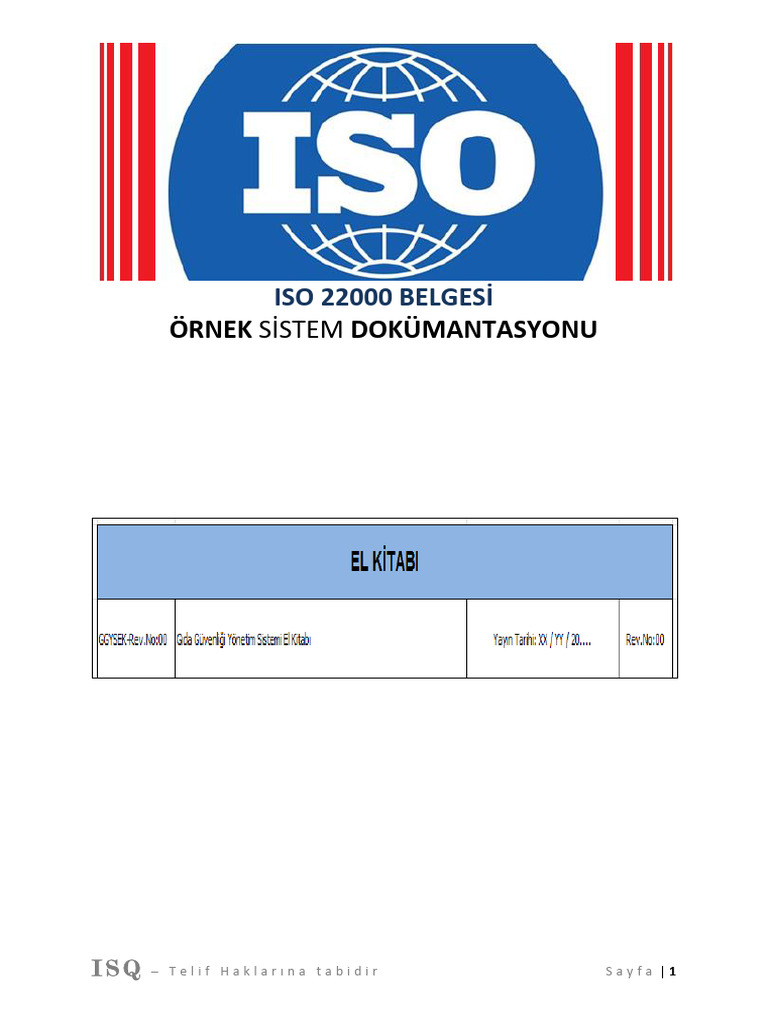 Iso 22000 Ornek Dokumantasyon | PDF