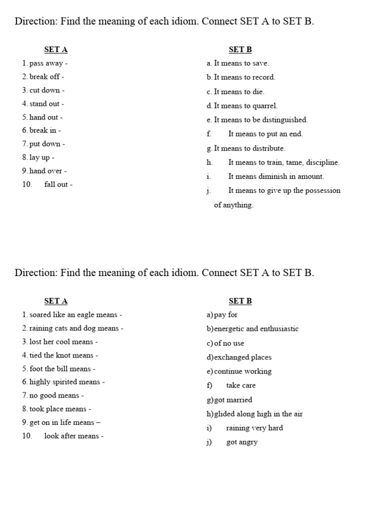 Idioms - Group Activity | PDF