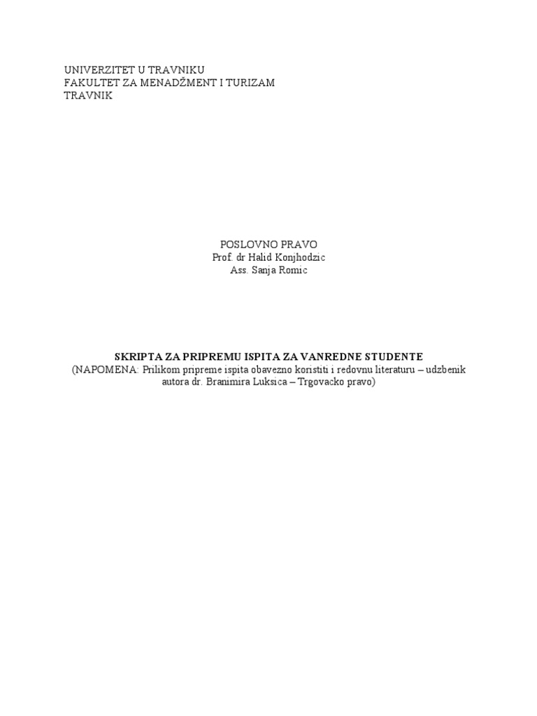 012 - Poslovno Pravo Skripta | PDF