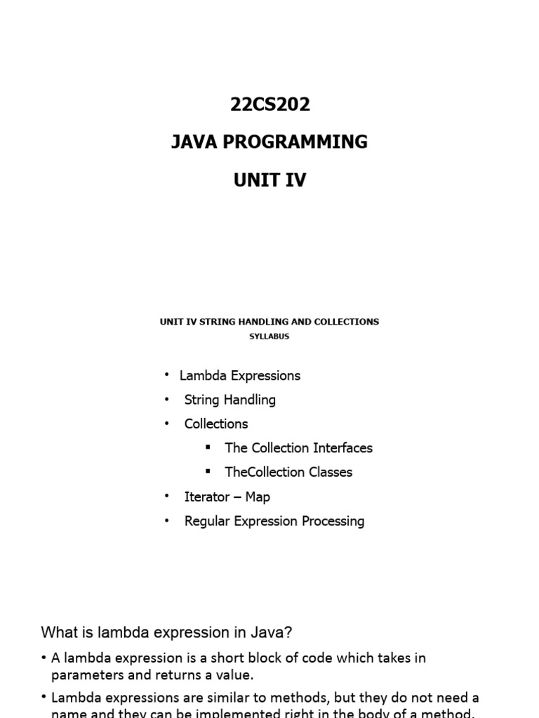 Java Unit-4 Student PPT-final | PDF | Anonymous Function | Regular Expression