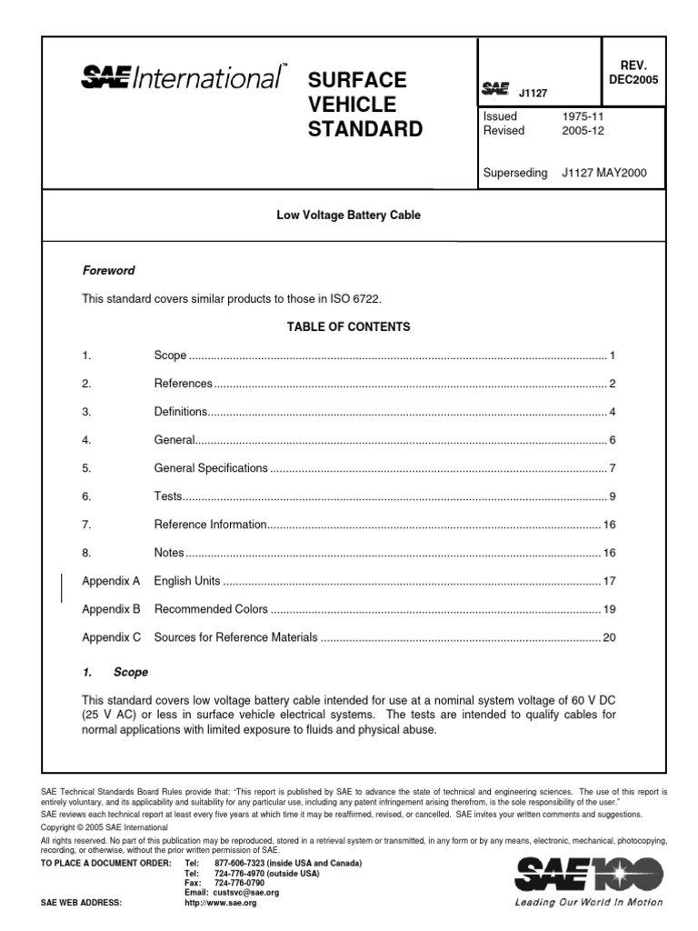 SAE J1127 (2009 Handbook) | Download Free PDF | Electrical Conductor | Insulator (Electricity)