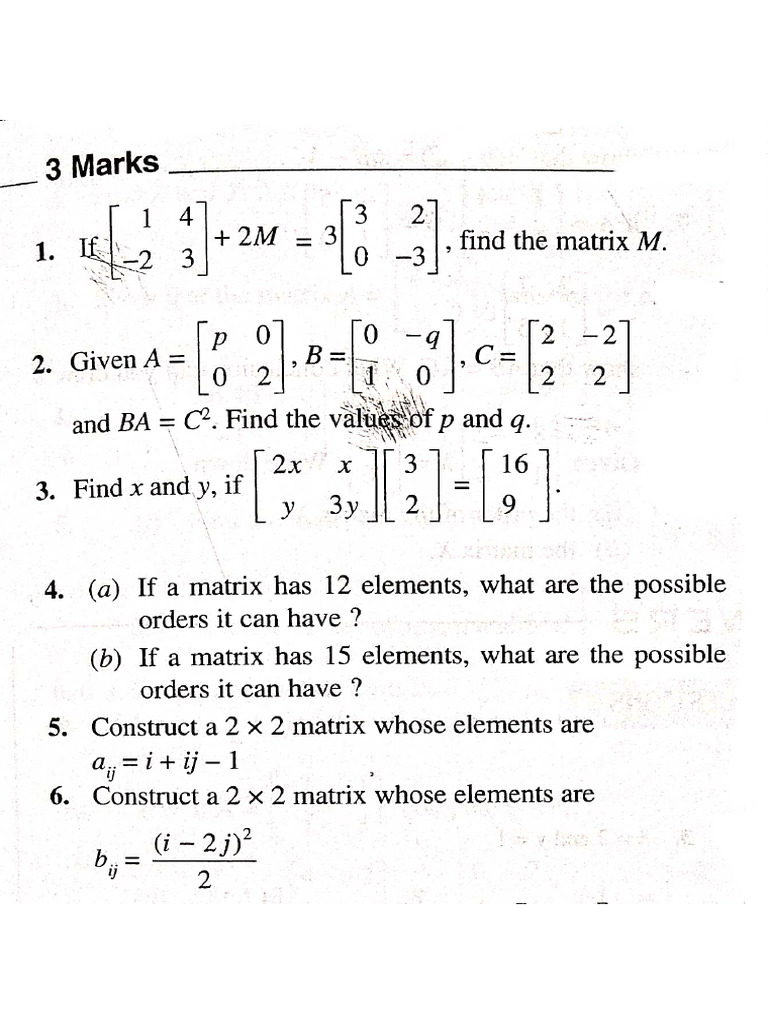 Assignment-X (Matrices) 05 | PDF