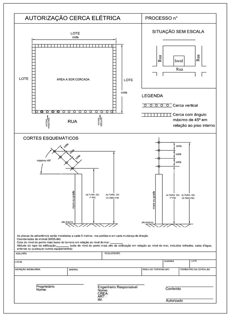 Croqui de Instalação de Cerca Energizada (Modelo) | PDF