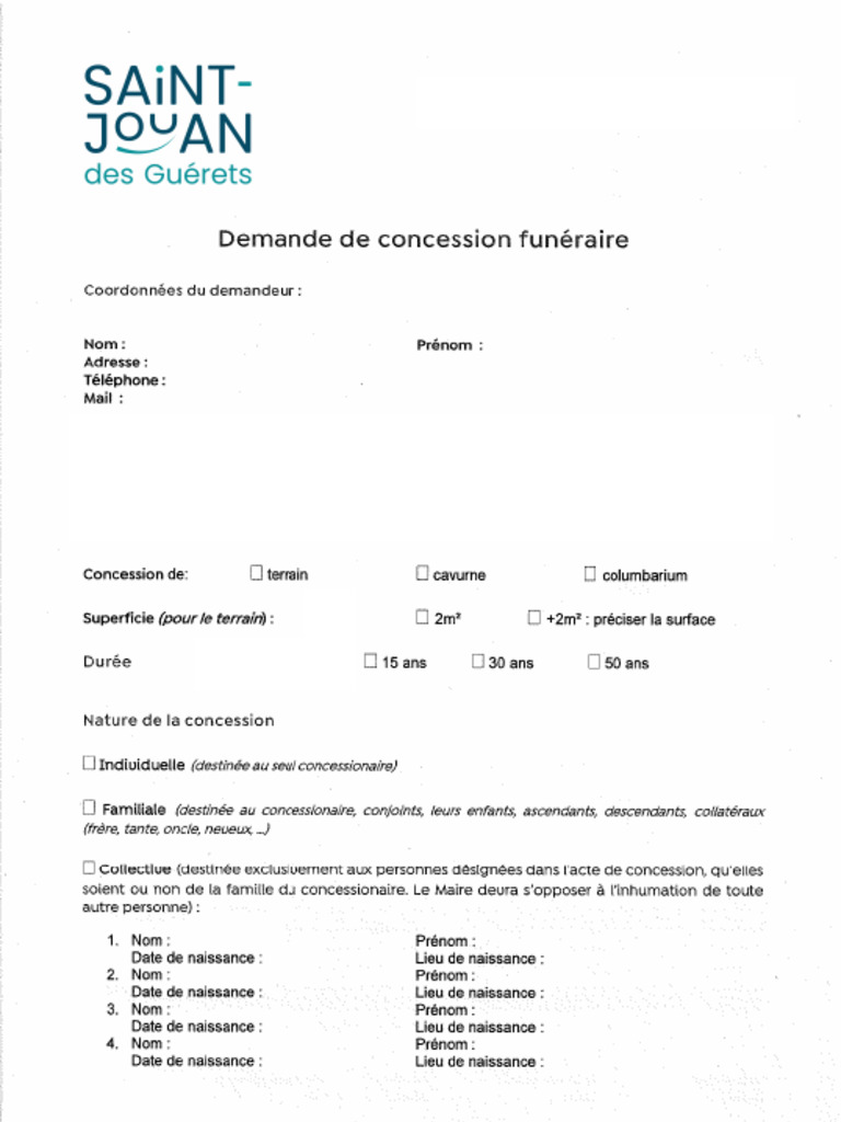 Formulaire Demande Concession | PDF