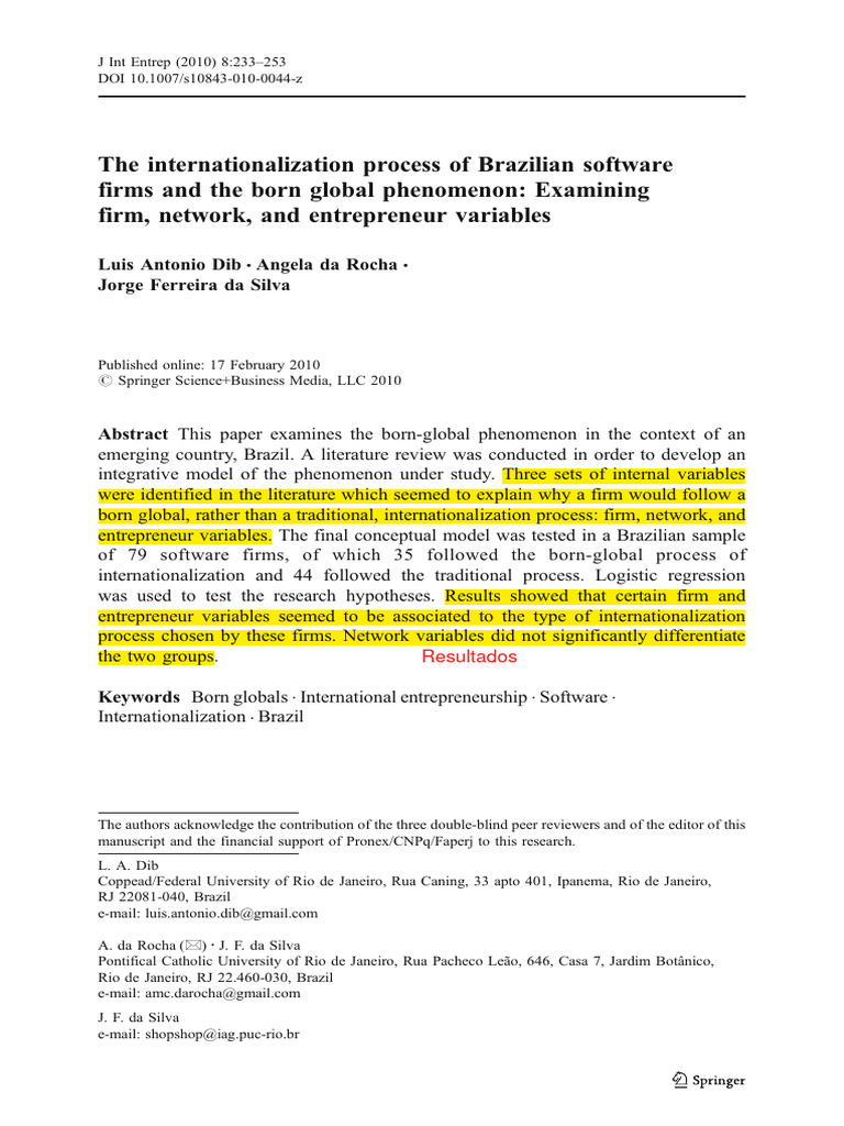 Aula 5 - The Internationalization Process of Brazilian Software Firms | PDF ...