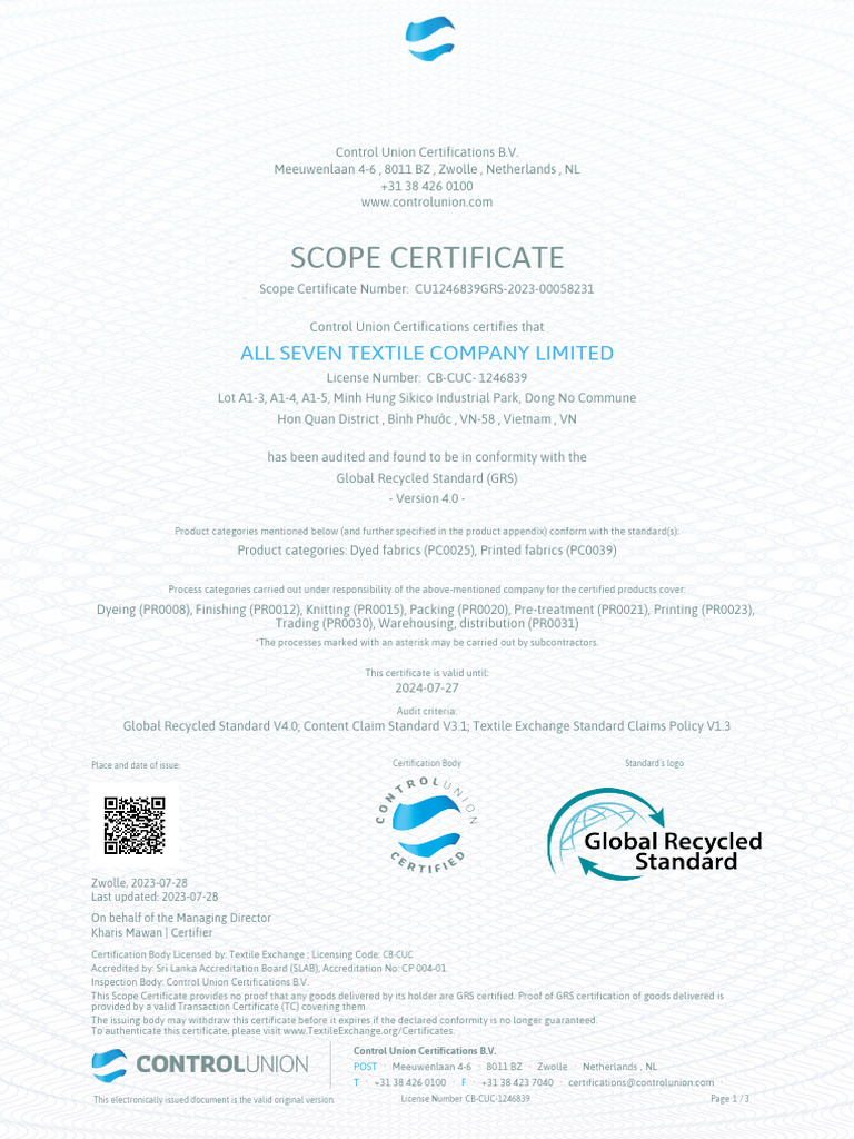 GRS - Scope - Certificate - 2023-07-28 07 - 03 - 00 UTC-平福 | PDF ...