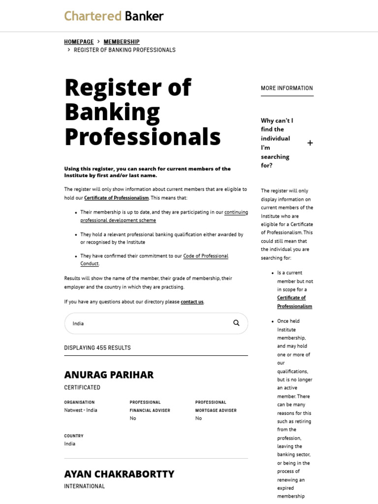CBI - Register of Banking Professionals | PDF | Corporate Jargon ...