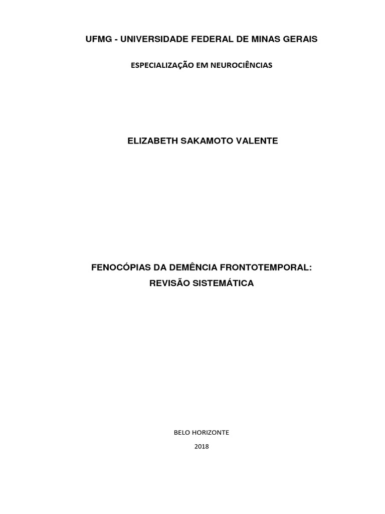 Fenocópias Da DFT (FDFT) Esvalente 2018 | PDF | Neurociência ...