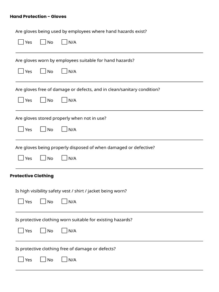 PPE Safety Checklist Guide | PDF | Personal Protective Equipment | Safety