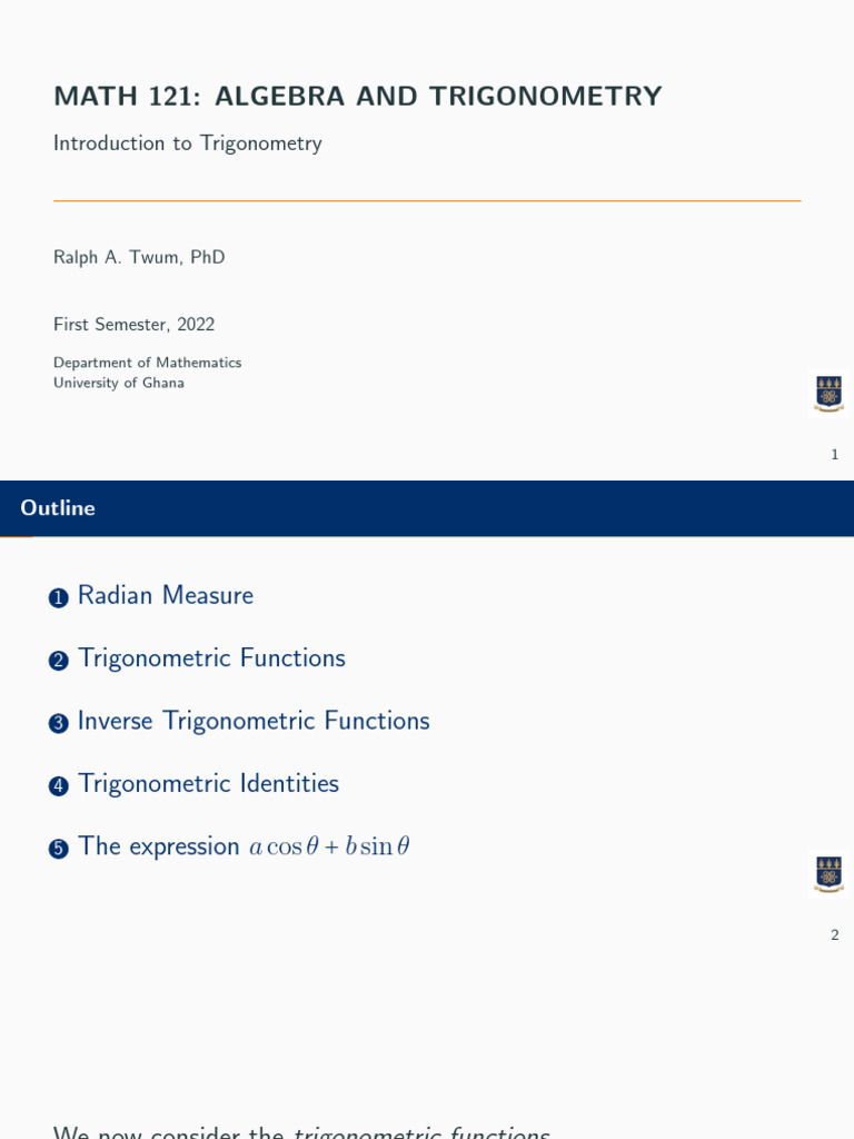 Algebra & Trigonometry Course Guide | PDF | Trigonometric Functions | Function (Mathematics)