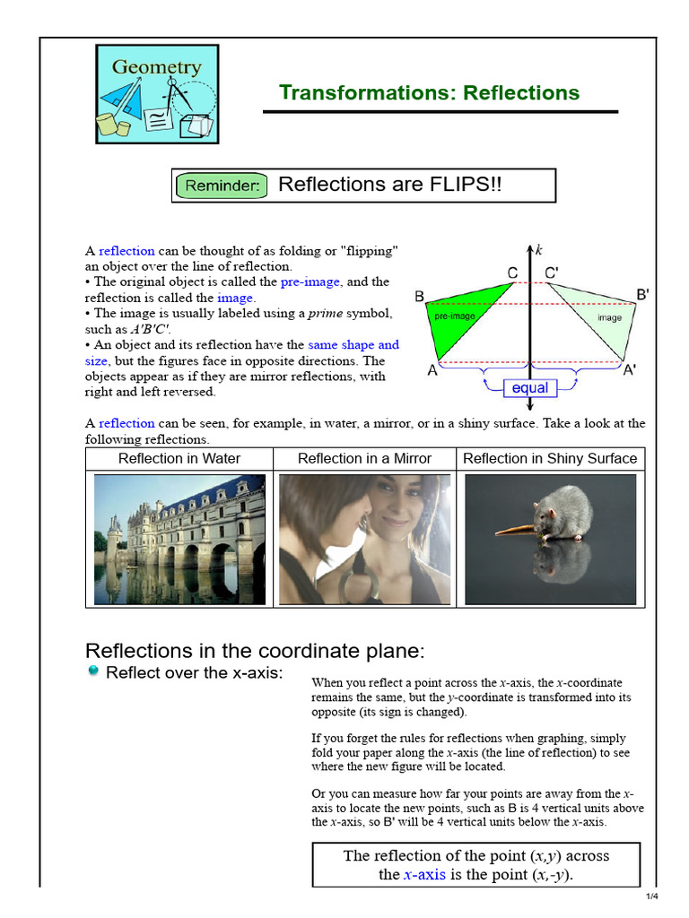 Reflection Iufgdcse Pdf Cartesian Coordinate System Classical Geometry