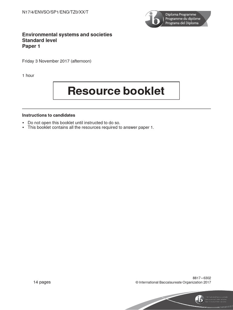 ESS Paper 1 2017 Booklet | PDF | Natural Environment | Earth Sciences