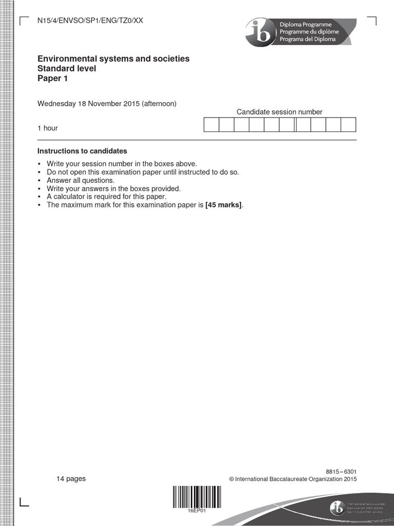 ESS Paper 1 2015 Question | PDF | Ozone Depletion | Sea Ice