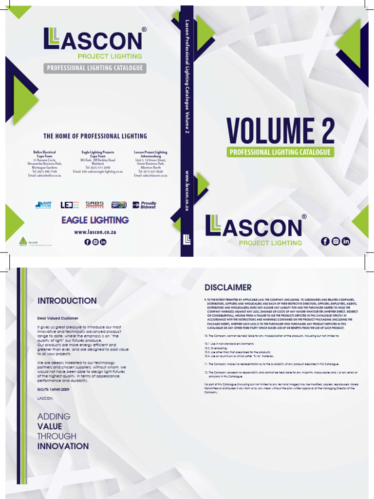 Lascon Professional Lighting Catalogue | PDF | Legal Liability | Disclaimer