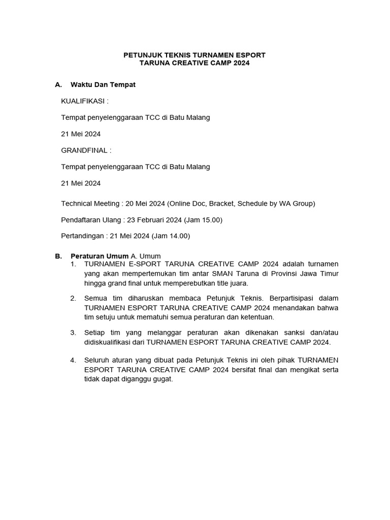 MLBB Technical Handbook Taruna Creative Camp 2024 | PDF